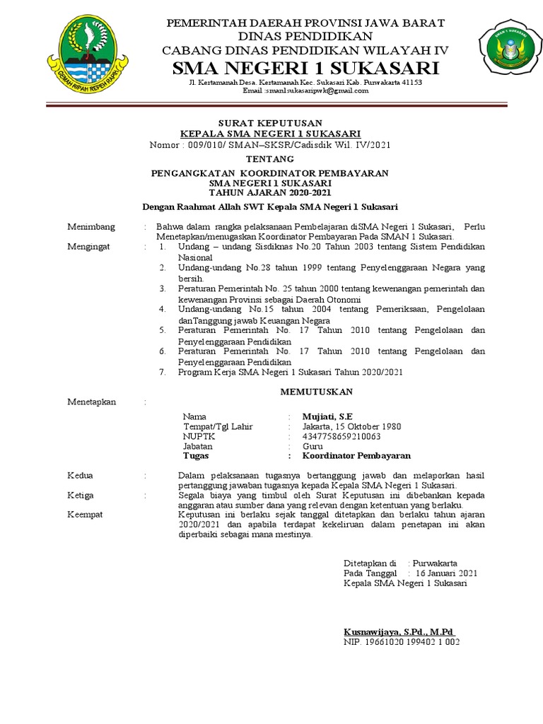 SK Koordinator Pembayaran | PDF