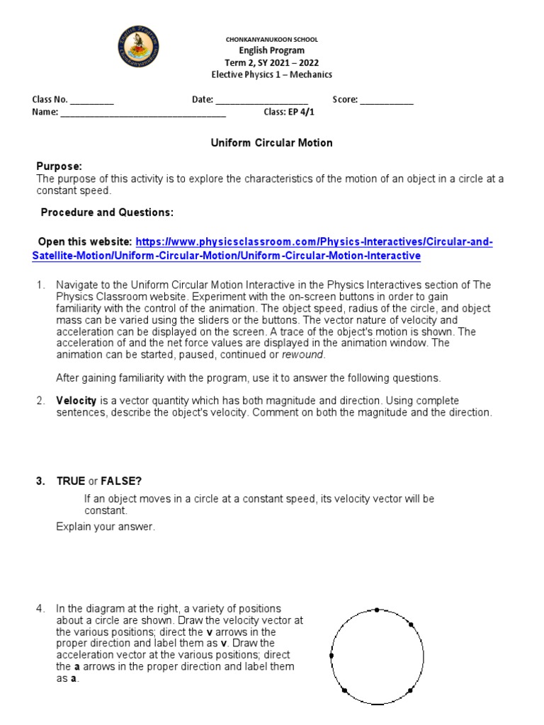 Uniform Circular Motion | PDF | Acceleration | Force