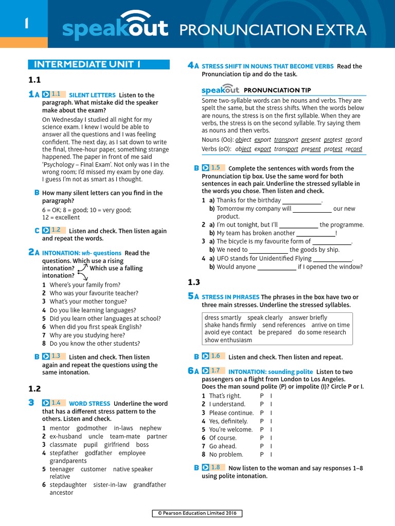 Speakout Pronunciation Extra Intermediate | Download Free PDF | Stress (Linguistics) | Human Voice