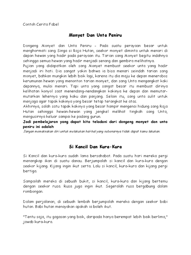 Contoh Cerita Fabel Hani | PDF