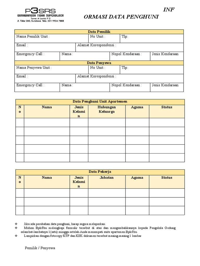 Informasi Data Penghuni | PDF