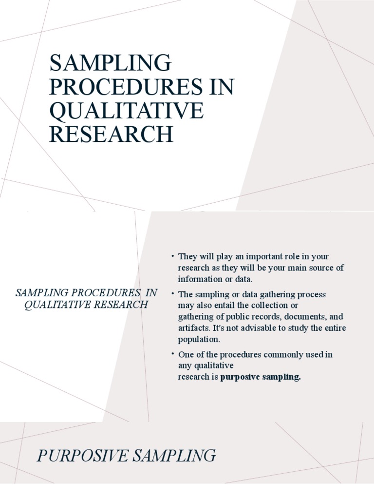 Sampling Procedures in Qualitative Research | PDF | Sampling ...