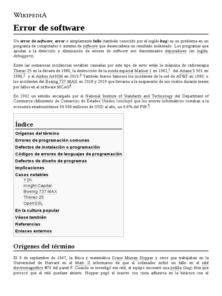 Error - de - Software (Bug) | PDF | Error de programación ...
