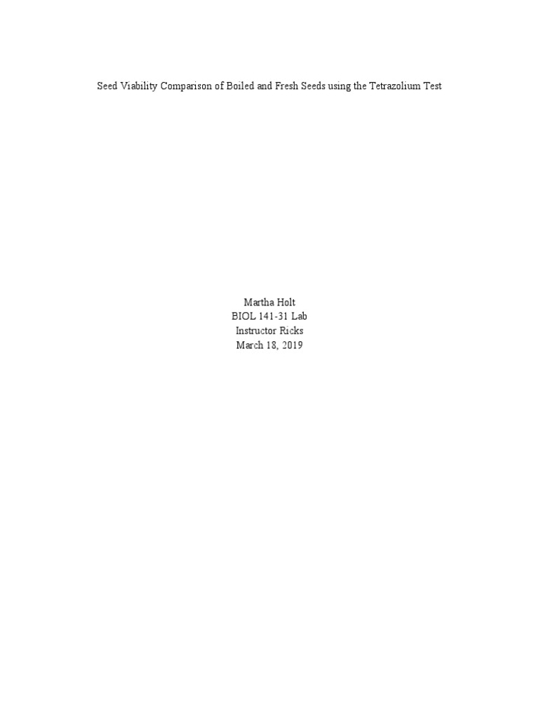 Tetrazolium Test for Seed Viability | PDF | Seed | Germination