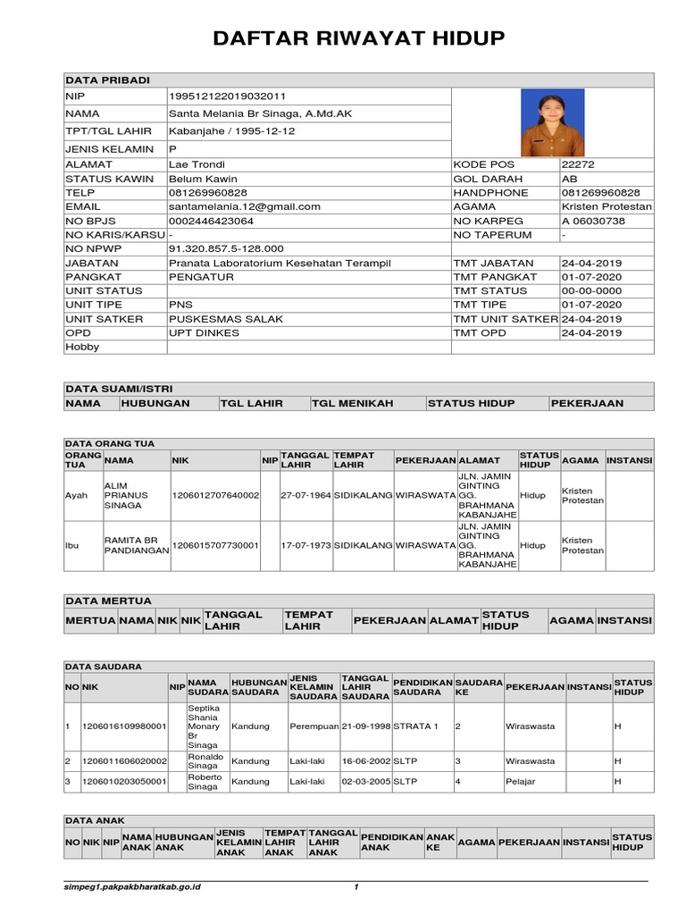 Laporan DRH Generate 20210701110116 | PDF