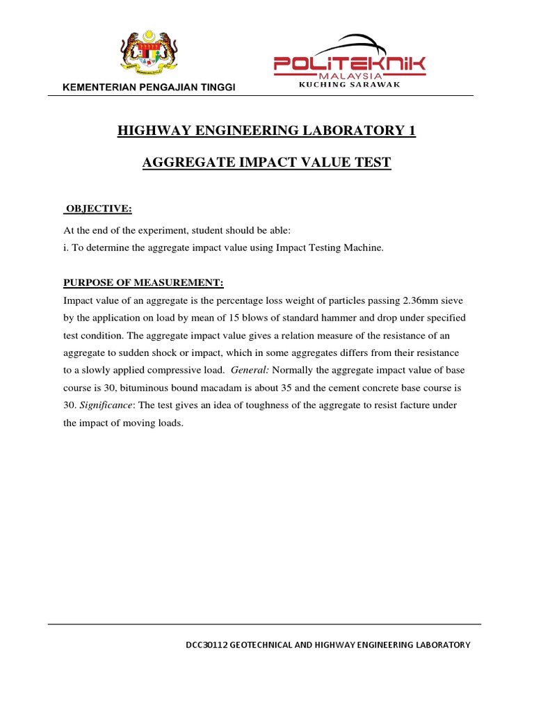 01 Aggregate Impact Value Test | PDF | Geotechnical Engineering ...