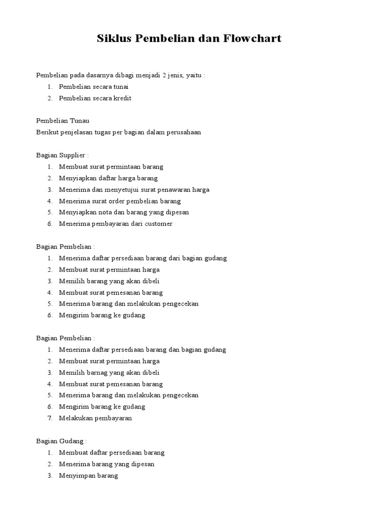Siklus Pembelian Dan Flowchart | PDF