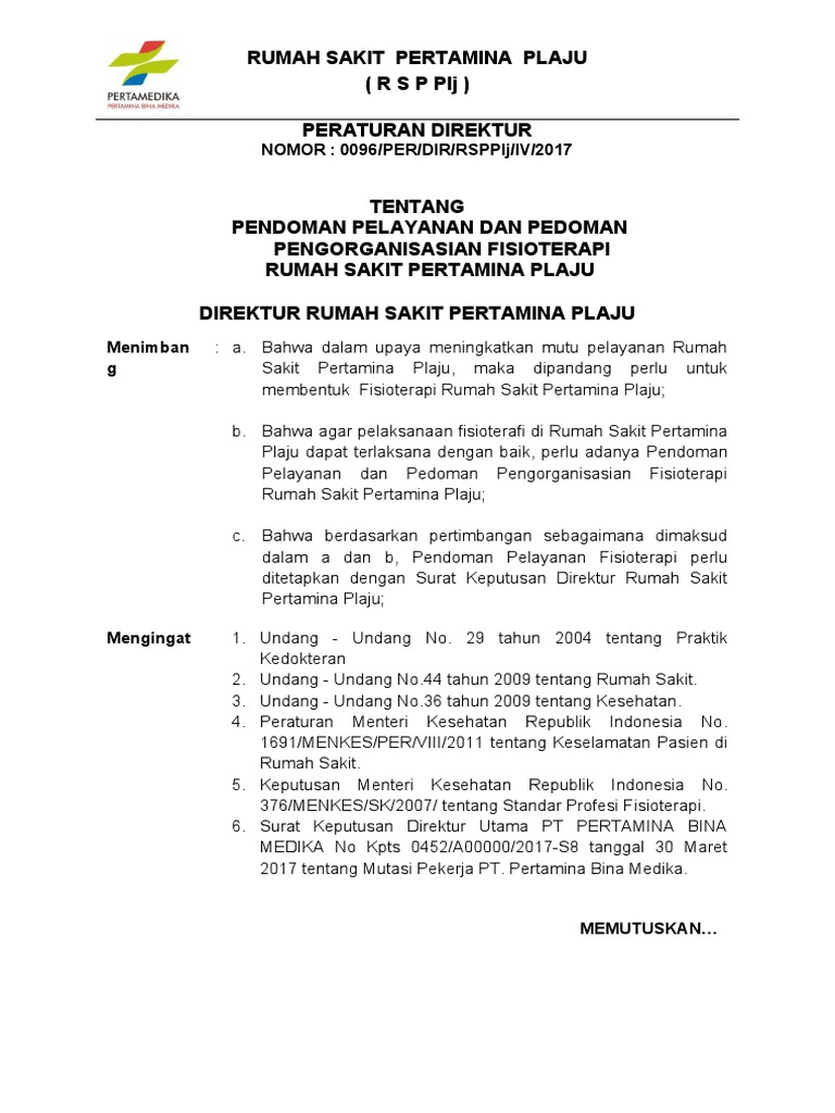 Per Dir Pedoman Pelayanan Fisioterapi | PDF
