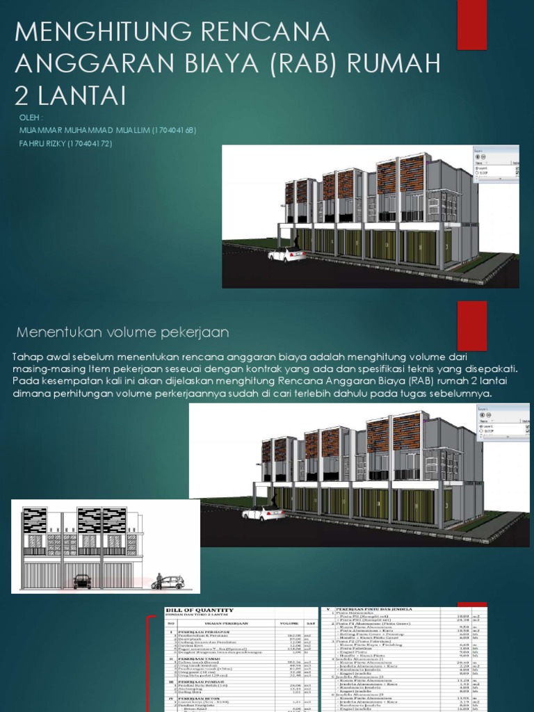 Perhitungan RAB Rumah 2 Lantai - 170404172 170440168 | PDF | Metode ...