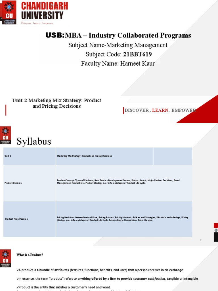 Unit 2 Marketing Management2 | PDF | Pricing | Brand