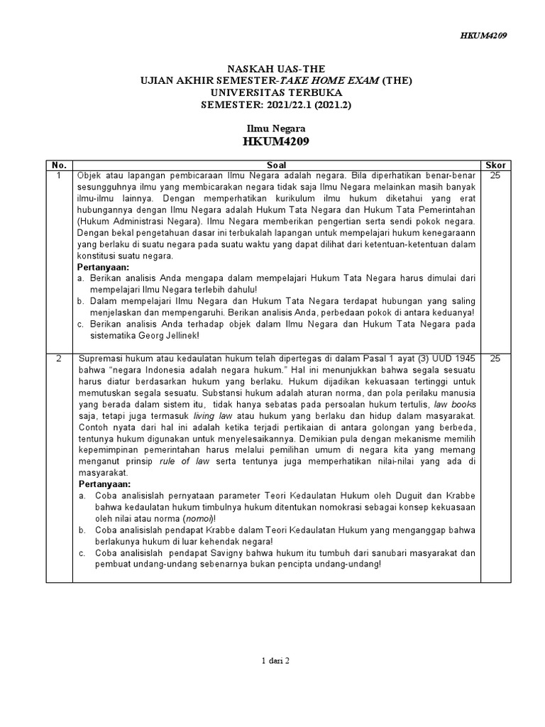 Naskah HKUM4209 The 1 | PDF | Politik