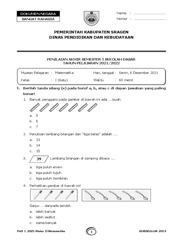 Matematika Kelas 1 Pdf