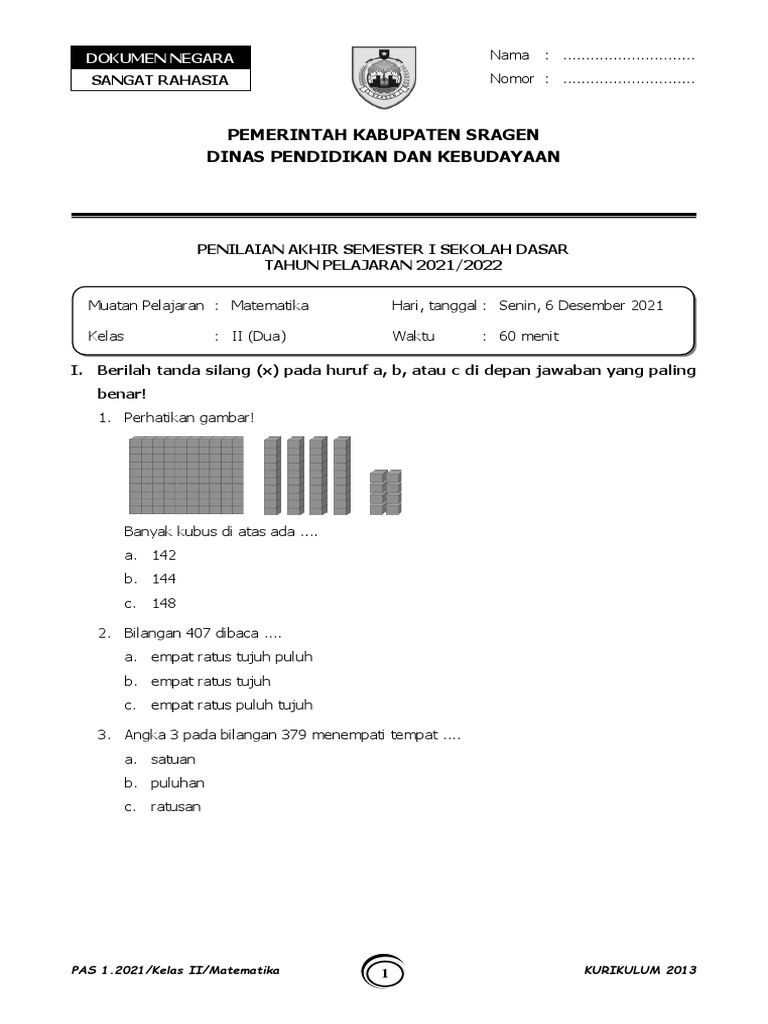 Matematika Kelas 2 | PDF | Griya & Taman