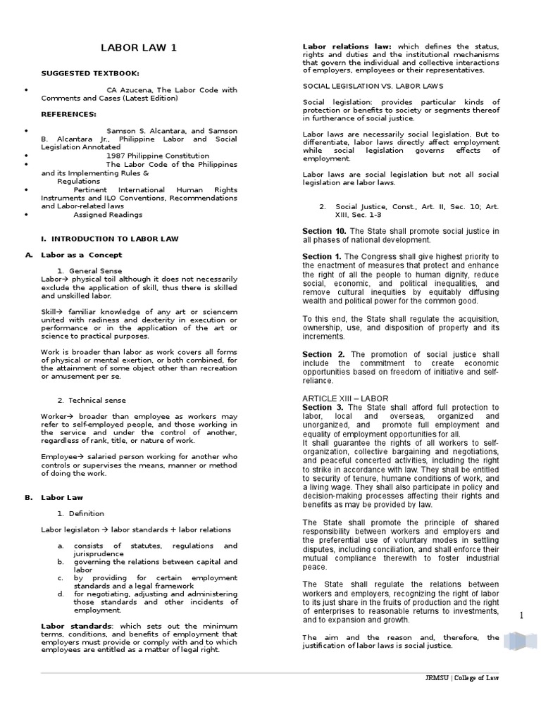 Introduction to Labor Law Concepts | PDF | Employment | Labour Law