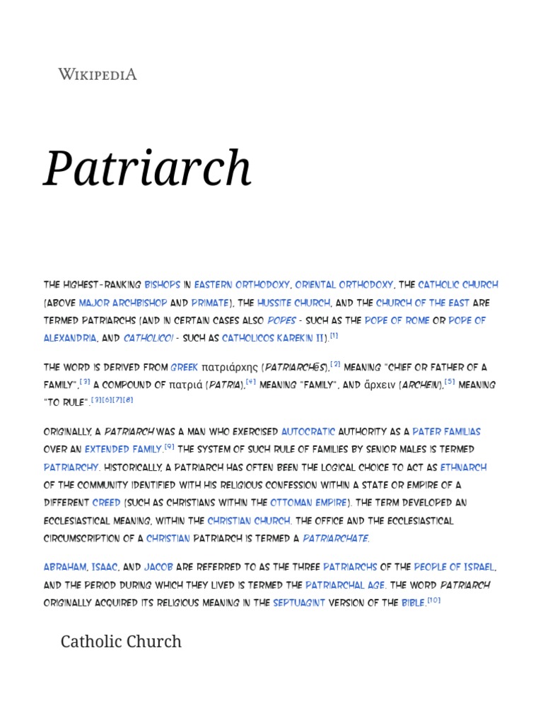 Current and Historical Catholic Patriarchates | PDF | Patriarch ...