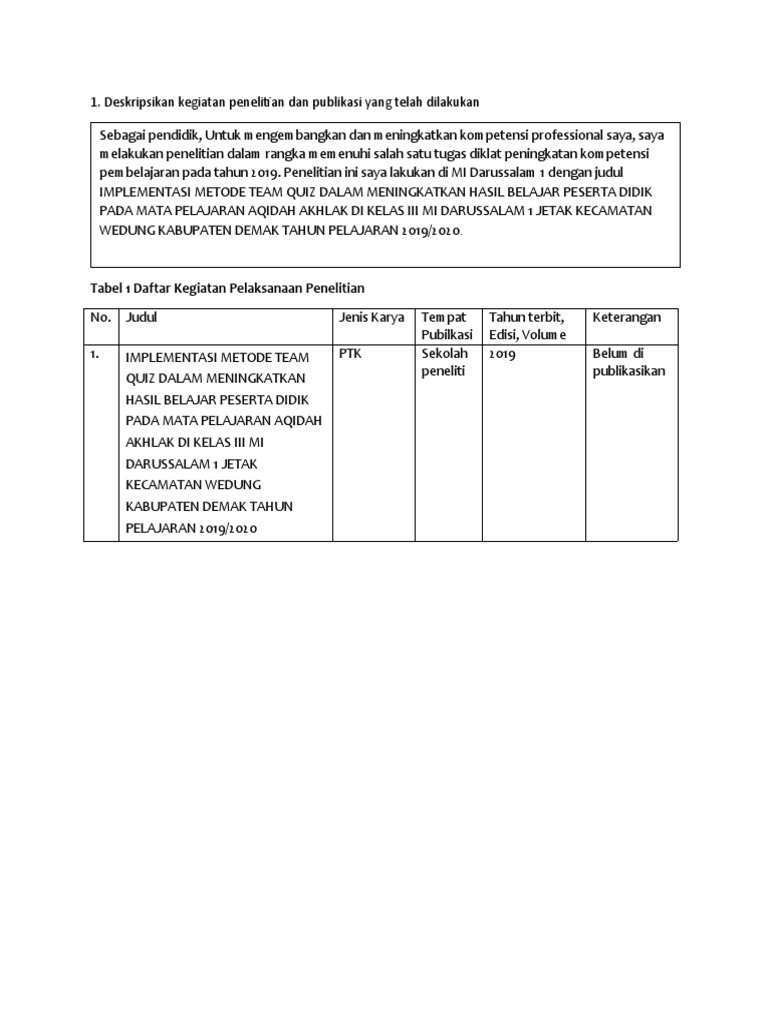Tabel Bantu Portofolio Ukin Bu Afifah | PDF