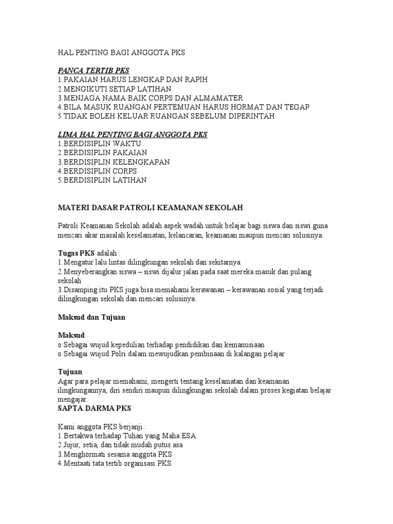 Hal Penting Bagi Anggota PKS | PDF