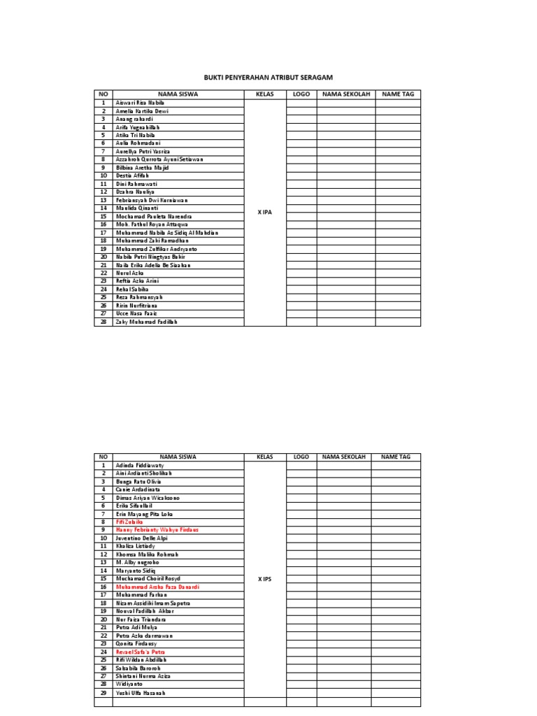 Penyerahan Atribut Seragam Siswa | PDF