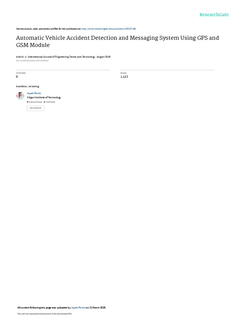 Automatic Vehicle Accident Detection And Messaging Pdf Arduino Computing