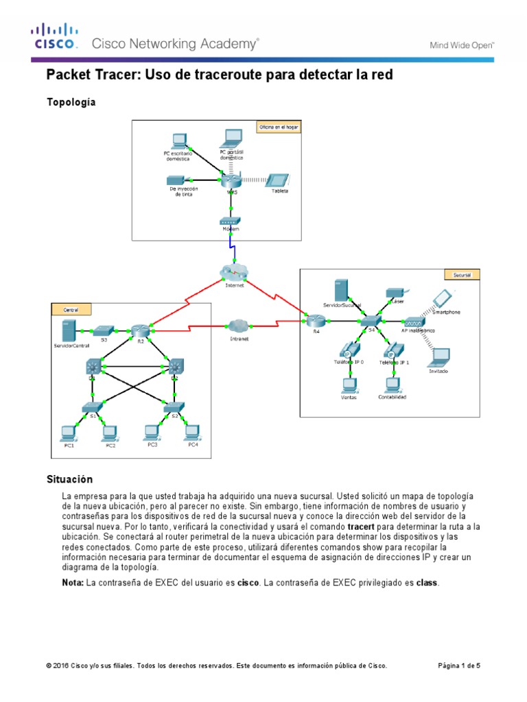 1.1.1.8 Packet Tracer - Using Traceroute To Discover The Network Instructions | Descargar gratis ...