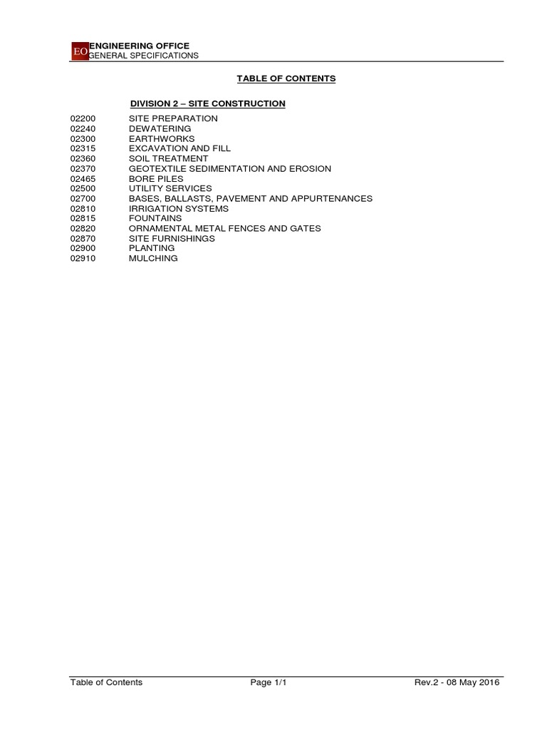 Engineering Office Site Construction Specs | PDF | Science ...