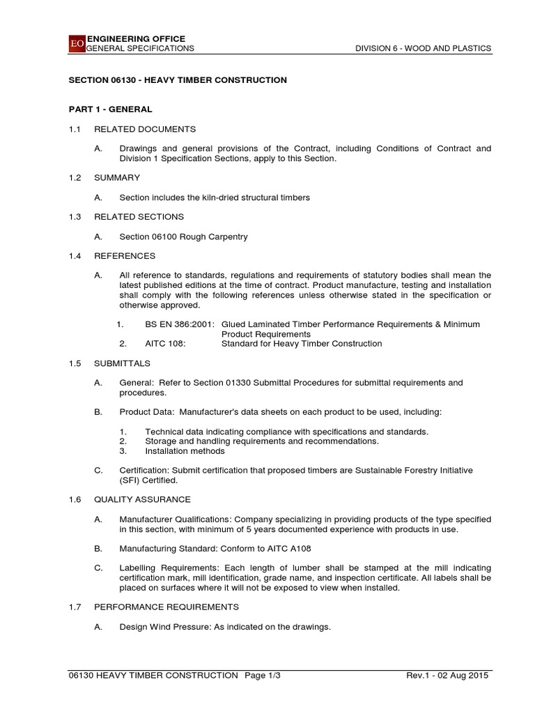 Heavy Timber Construction Specifications | PDF | Lumber | Specification ...