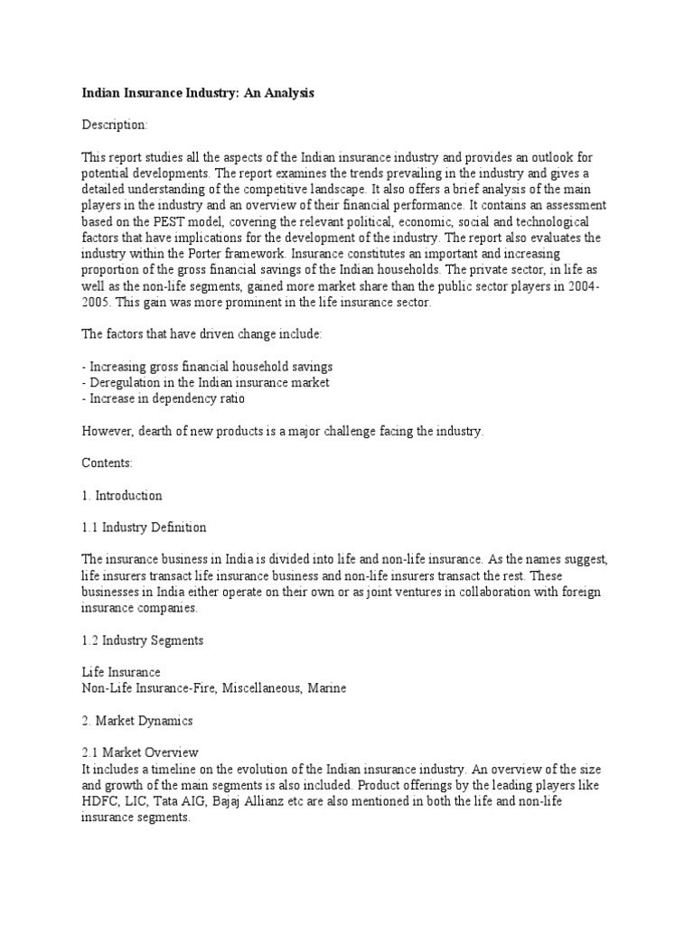 Indian Insurance Industry Analysis 2023 | PDF | Insurance | Life Insurance