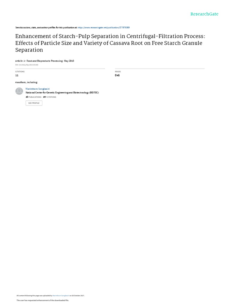Enhancement of Starch-Pulp Separation in Centrifugal-Filtration Process ...