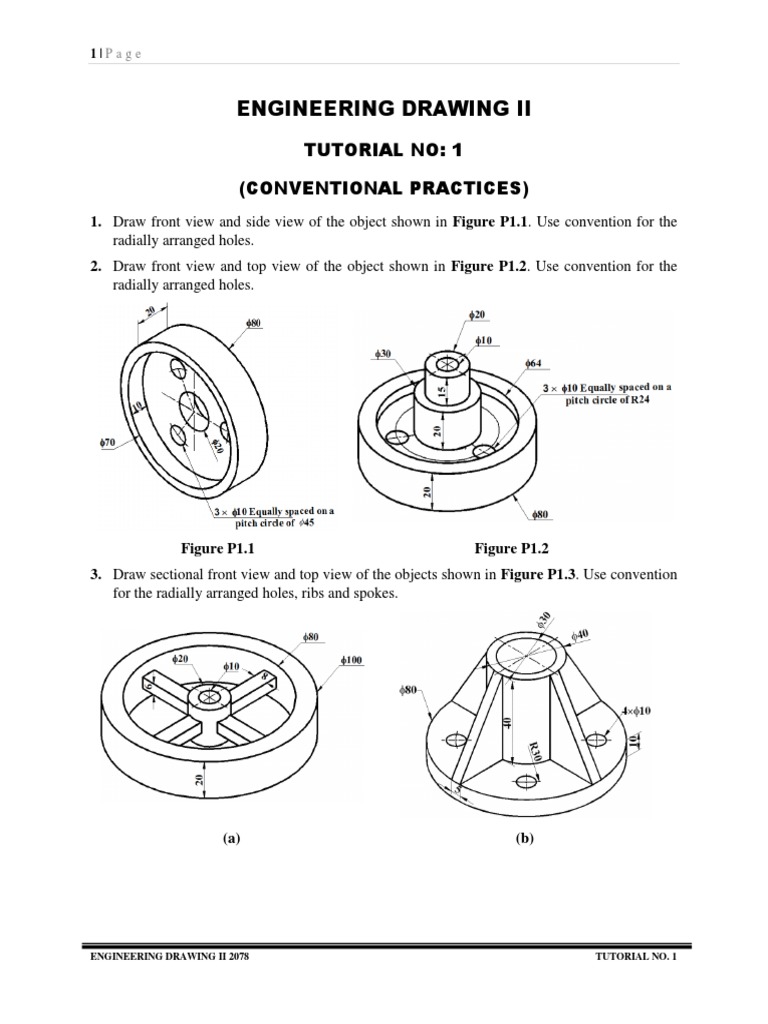 Engineering Drawing Ii: Tutorial No: 1 (Conventional Practices ...