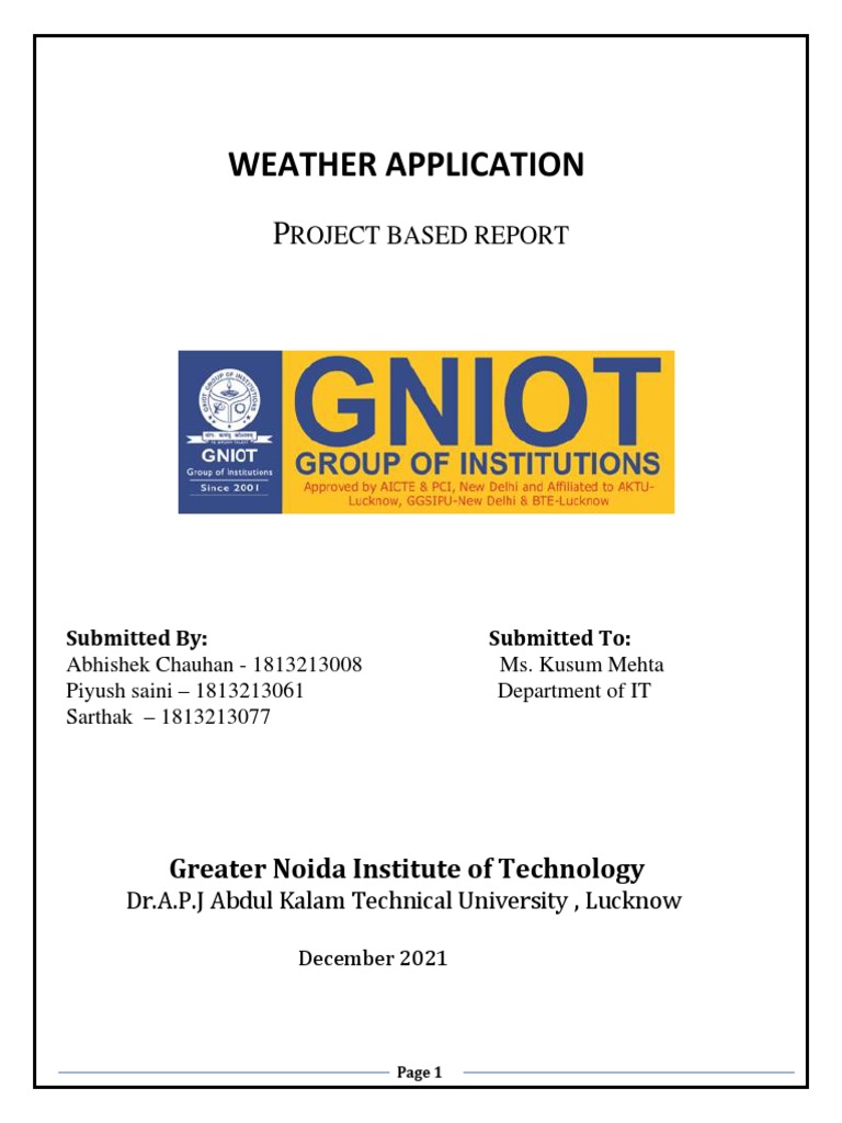 MINIPROJECT4 Report | PDF | Weather Forecasting | Feasibility Study
