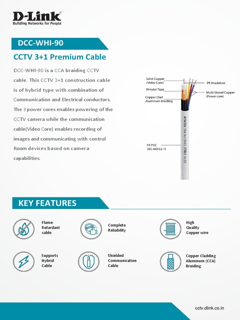 DCC-WHI-90: A Hybrid CCTV Cable With 3 Power Cores and 1 Communication ...