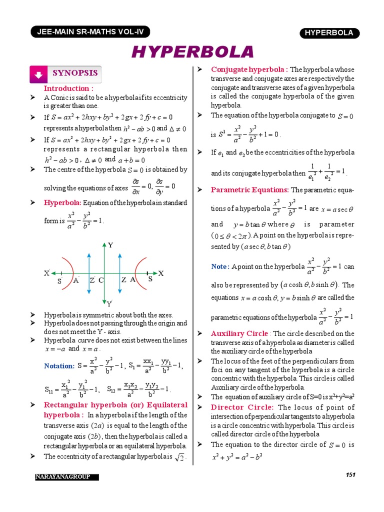 XI - Maths - Chapter 11 - HYPERBOLA (151-182) | PDF | Ellipse ...