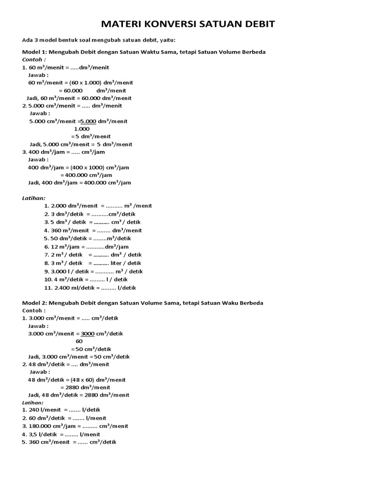 Materi Konversi Satuan Debit | PDF