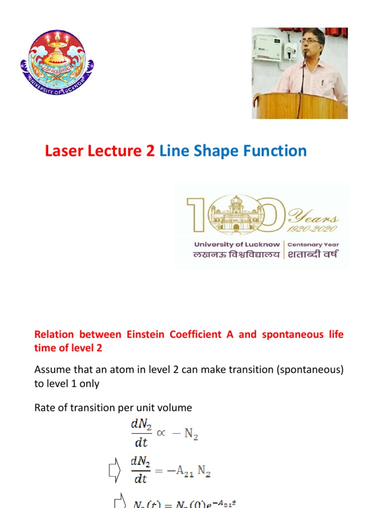 202008042122339388laser Lecture 2 Line Shape Function | PDF