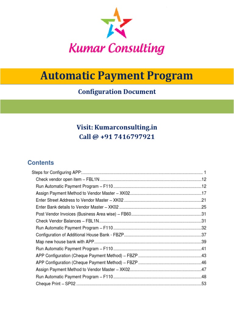 Automatic Payment Program: Configuration Document | PDF | Computing