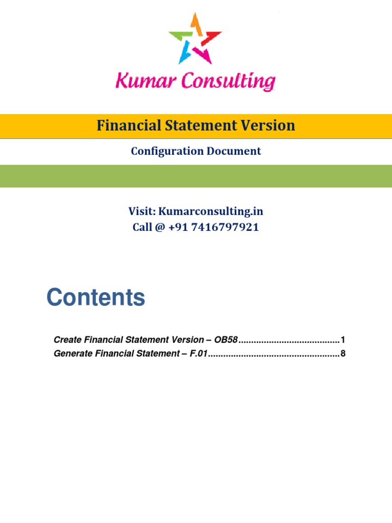 Financial Statement Version: Configuration Document | PDF | Financial ...