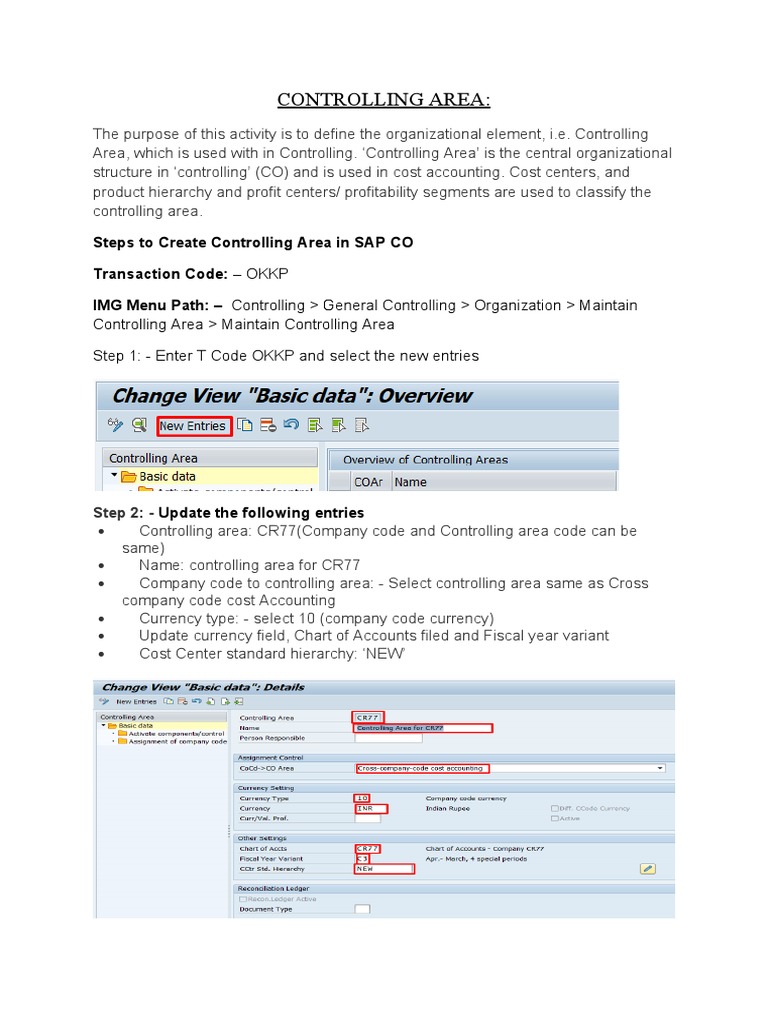 Configuring Controlling Area in SAP CO | PDF | Cost | Icon (Computing)
