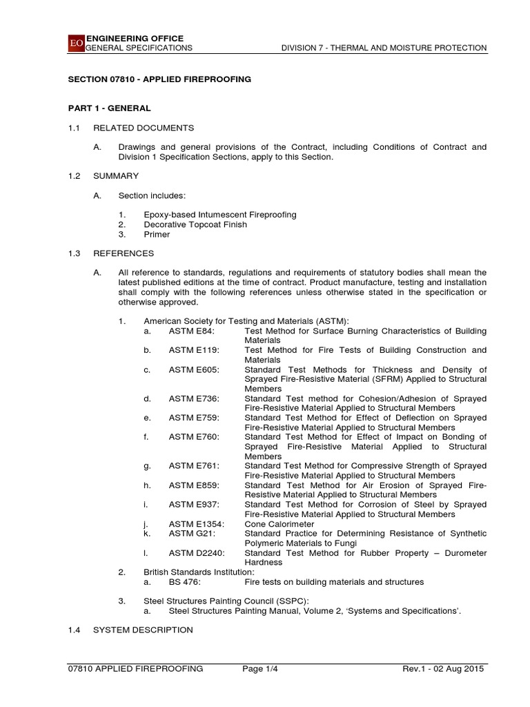 Section 07810 Applied Fireproofing | PDF | Specification (Technical Standard) | Materials