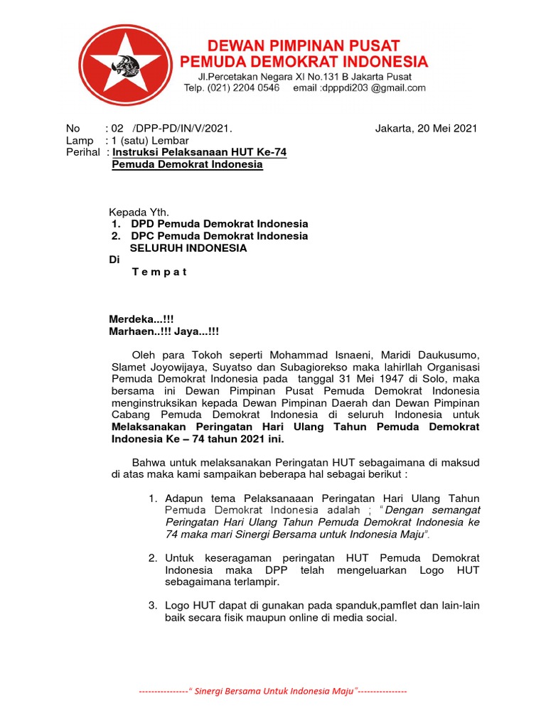 Instruksi Hut PD 2021 | PDF