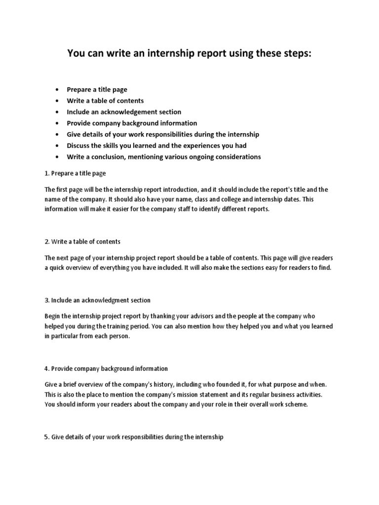 Internship Report Writing Guide | PDF | Internship | Job Hunting