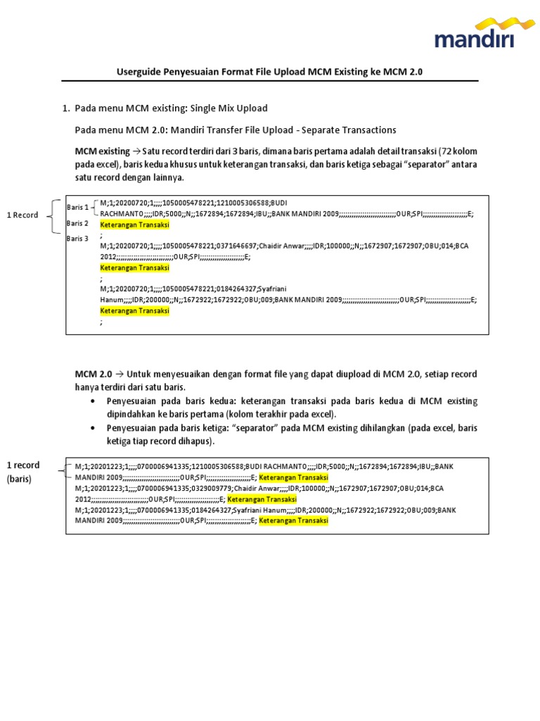 Userguide Penyesuaian Format File Upload MCM Existing Ke MCM 2.0 | PDF
