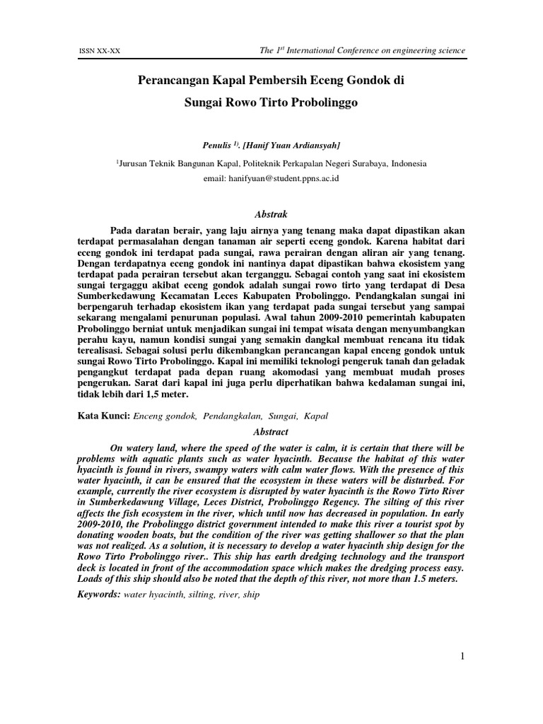 Desain Kapal Pembersih Eceng Gondok | PDF
