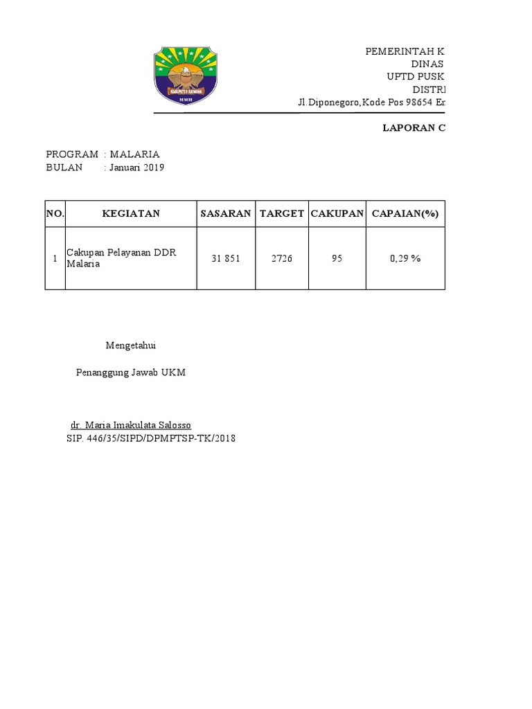 Laporan Capaian Prog Malaria 2020 | PDF