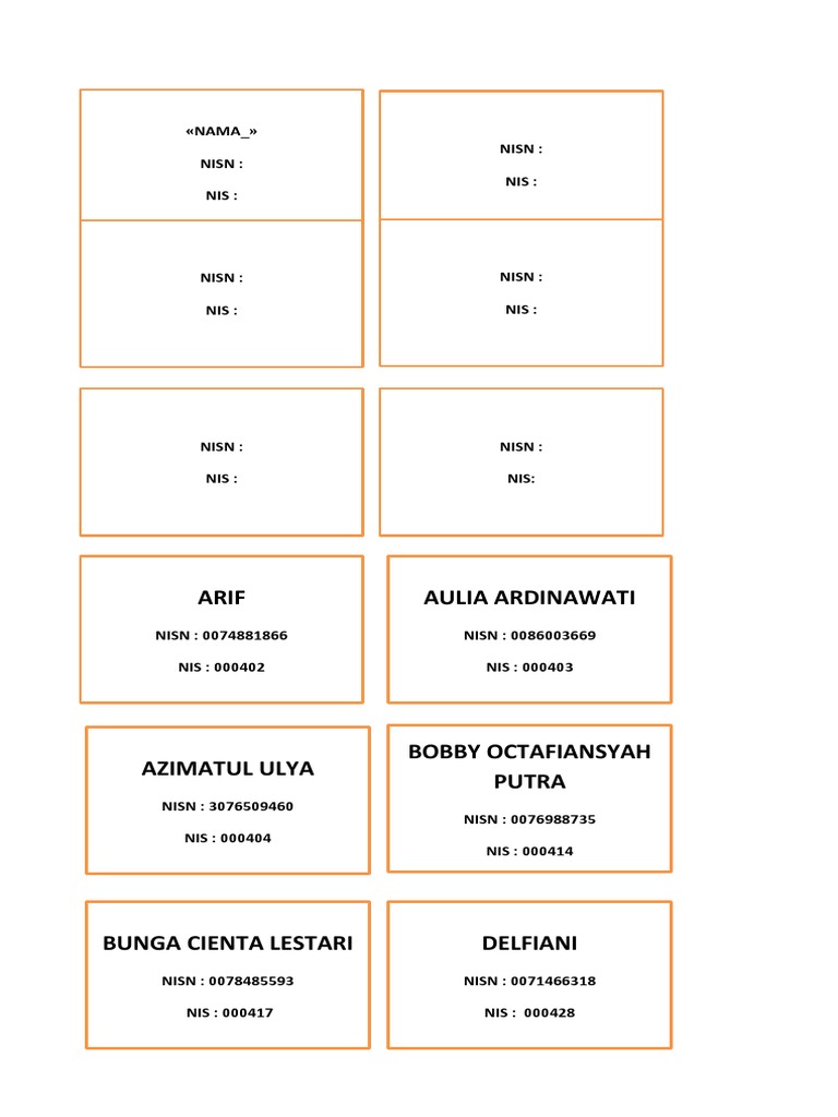 Nama Nama Depan Rapot Siswa | PDF