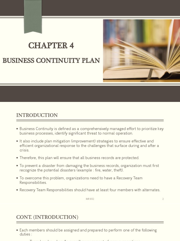 CHAPTER 4 (Business Continuity Plan | PDF | Risk Management | Risk