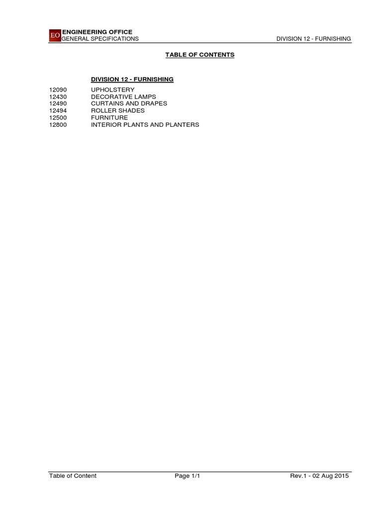 Division 12 Furnishings Overview | PDF