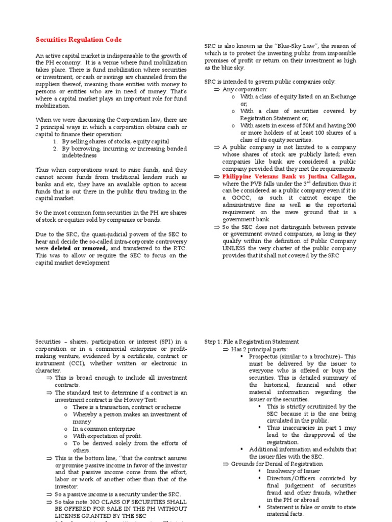 Securities Regulation Code | PDF | Securities (Finance) | Stocks