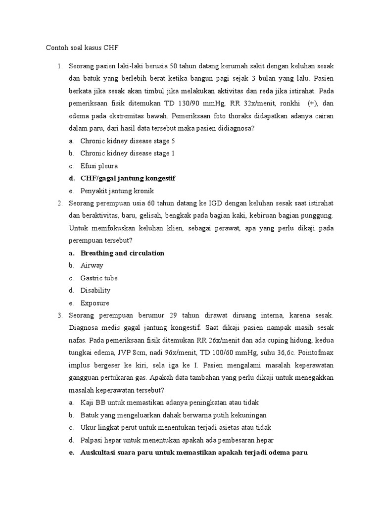 Contoh Soal Kasus CHF | PDF | Pengembangan Diri | Kesehatan Holistik