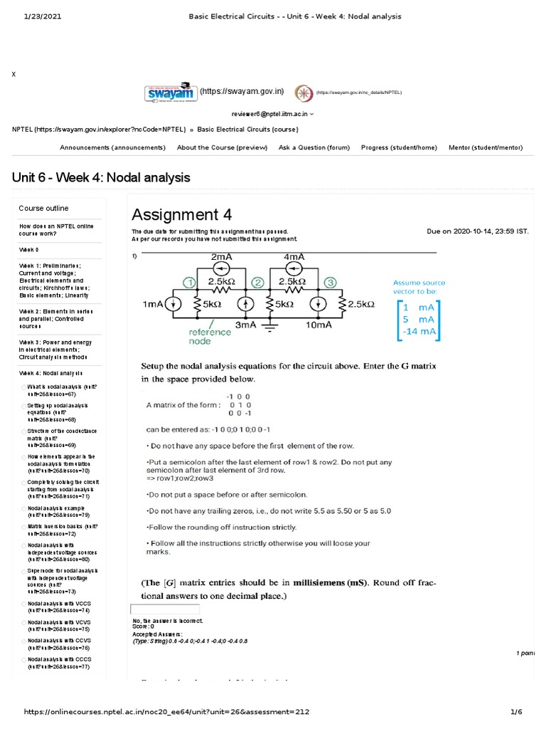 Assignment 4: Unit 6 - Week 4: Nodal Analysis | PDF | Electrical Network | Computer Science