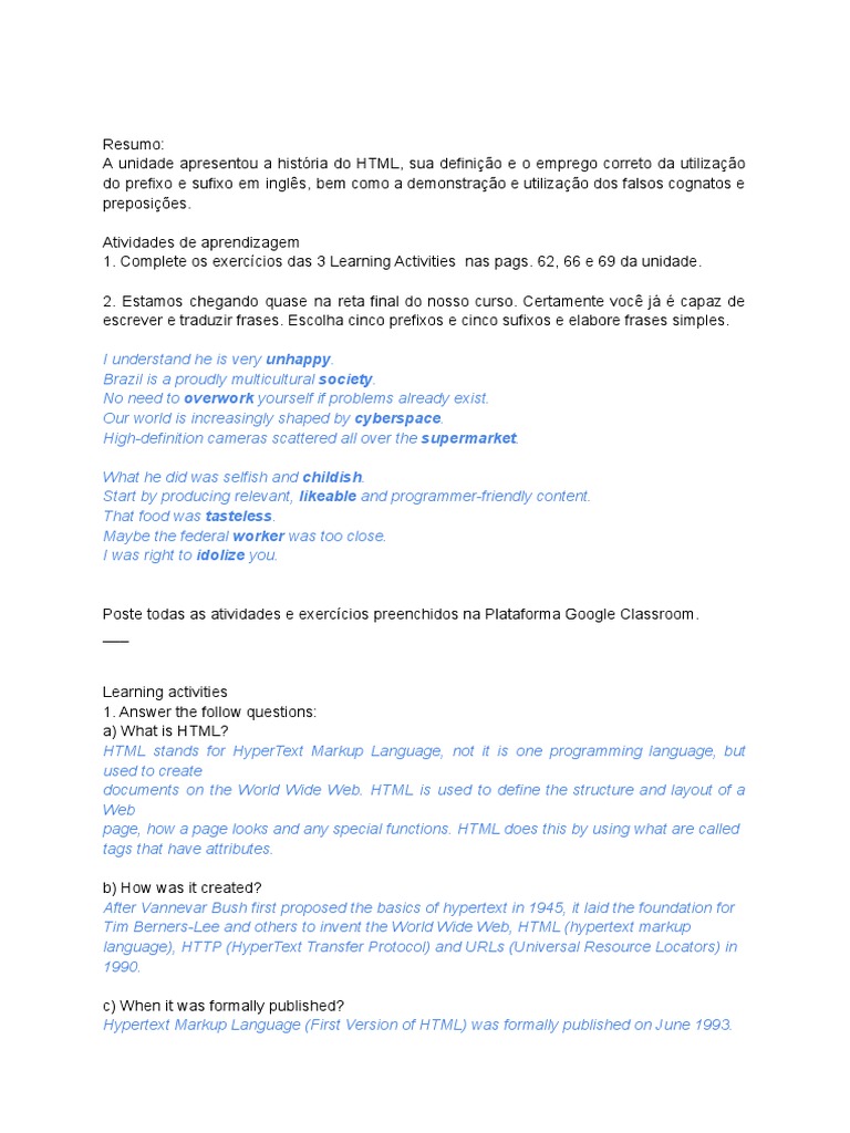 Unidade 7 - The History of HTML | PDF | Html | World Wide Web